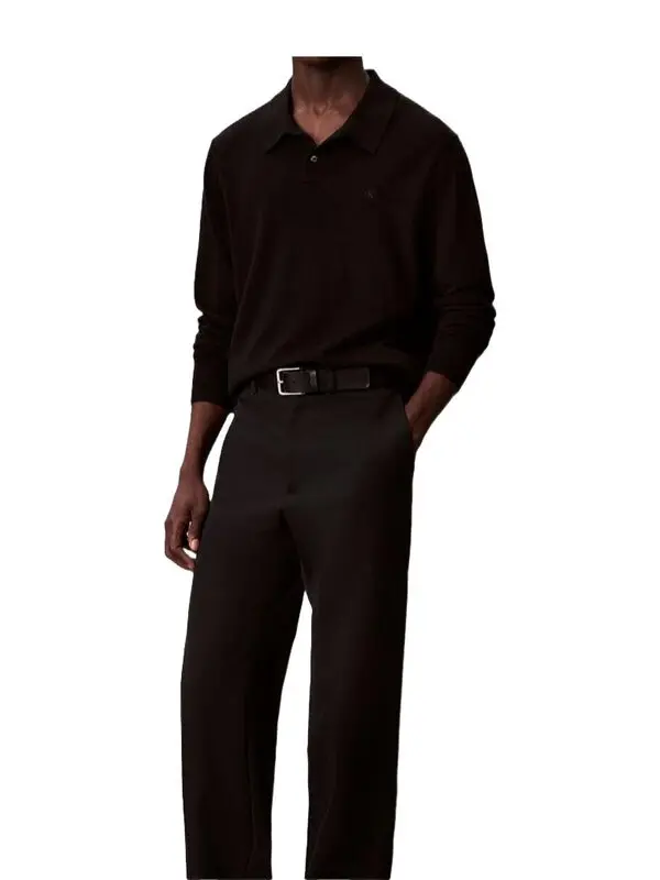 Calvin Klein Merino Wool Polo Jumper - Black