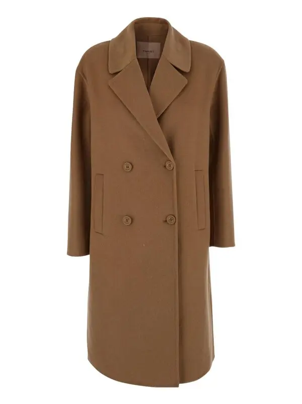 TWINSET Double-breasted Long Coat - Brown