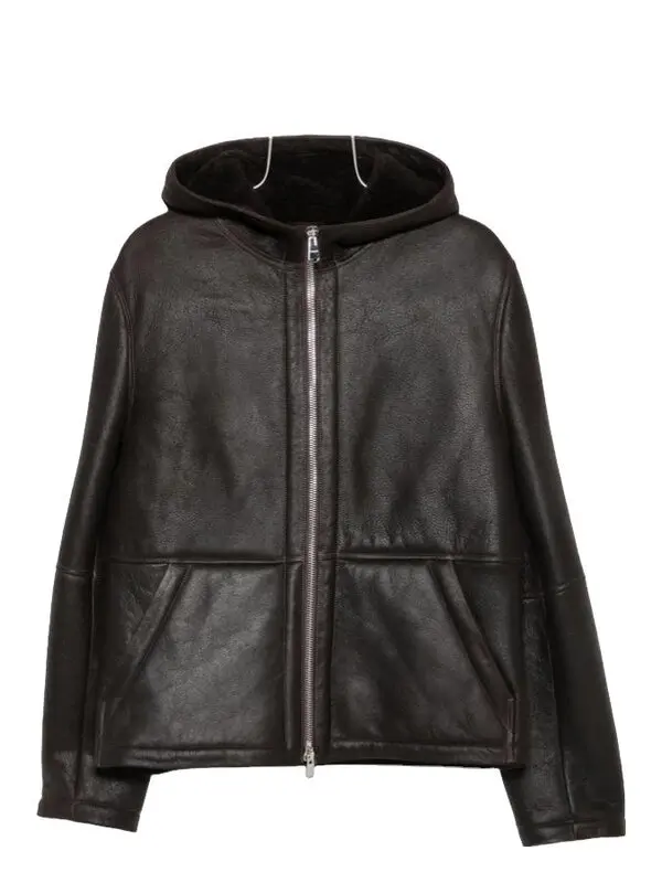 DONDUP Long-sleeve Leather Jacket With Hood - Dark Brown