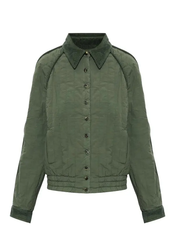 Dries Van Noten Quilted Long Sleeve Button Jacket - Green