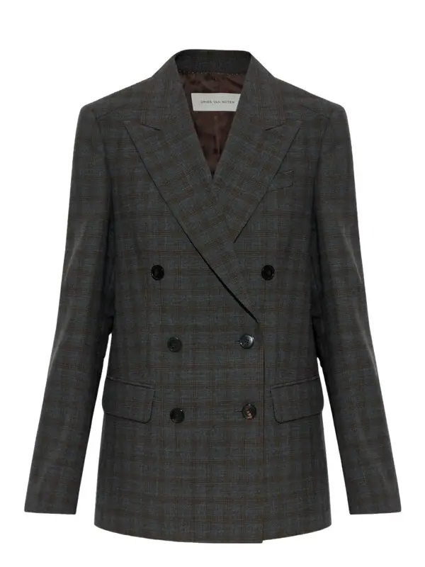 Dries Van Noten Double Breasted Wool Blazer - Grey