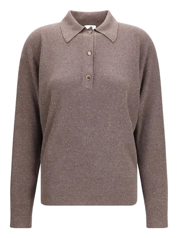 Calvin Klein Ribbed Polo Knit Sweater - Beluga