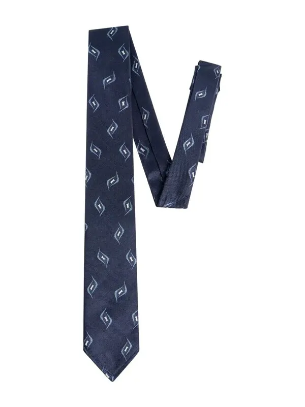 Dsquared2 Geometric Print Jacquard Tie - Navy Blue