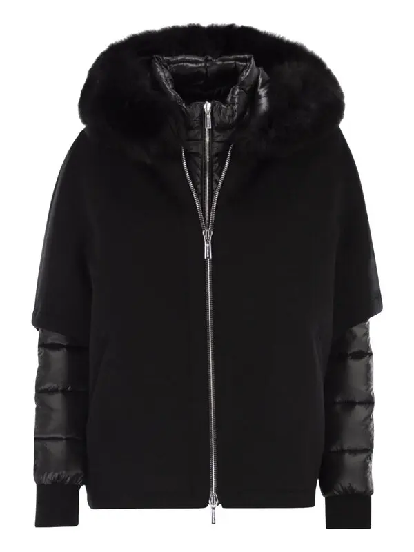MOORER Long-sleeved Down Jacket With Hood - Black