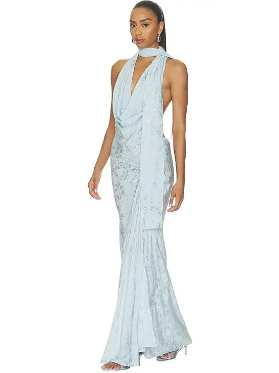 Anna October Kelly Halter Maxi Dress - Blue