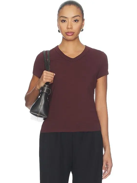 Veronica Beard Devin V-neck Tee - Raisin