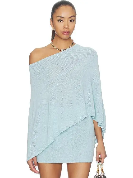 SNDYS. Misty Knit Poncho - Light Blue