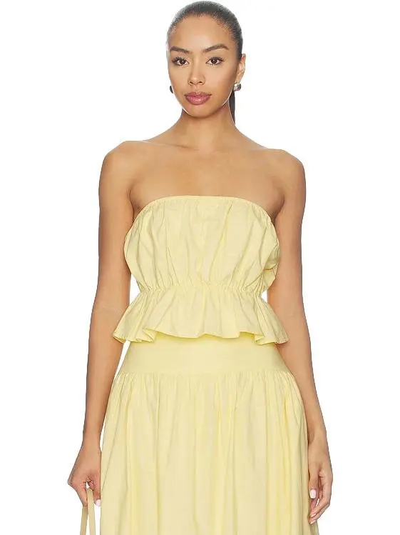 SNDYS. Strapless Ruffled Top - Pollen