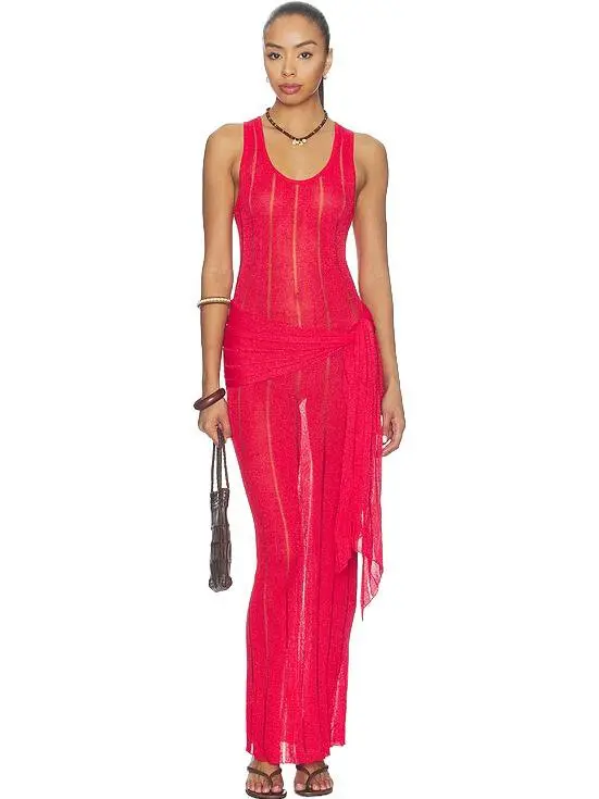 Superdown Macie Drape Maxi Dress - Cherry Red