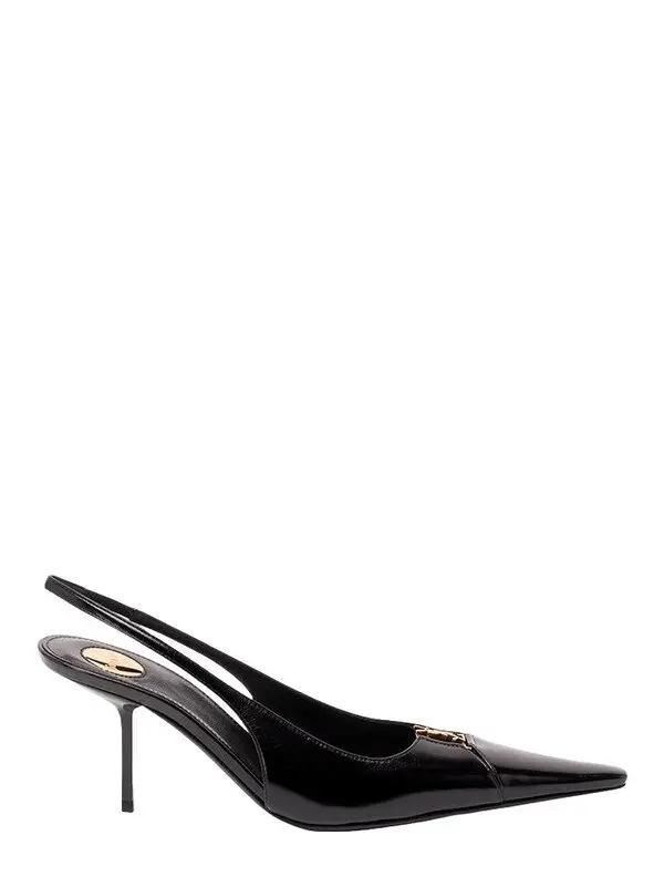 Saint Laurent Babylone Slingback Pumps With Gold Tone Detailing - Multicolor