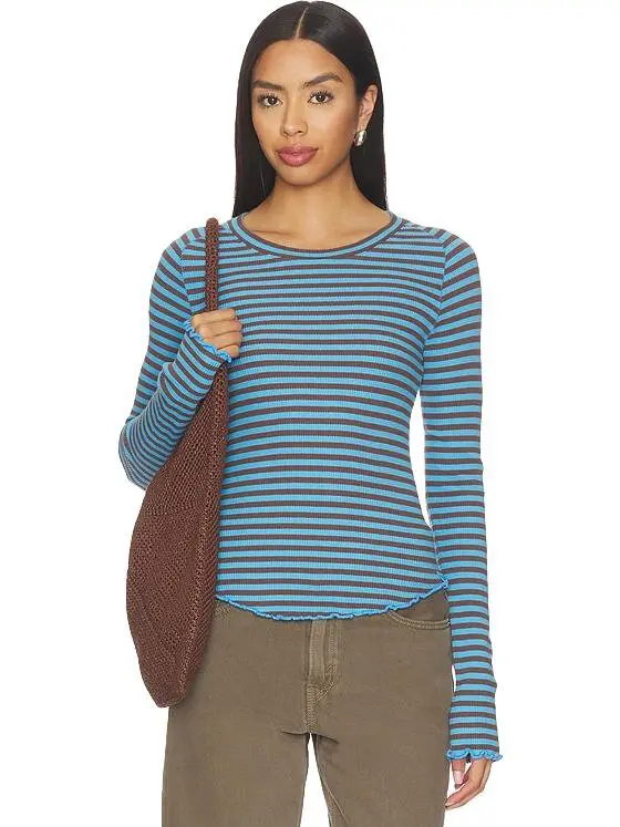 Free People X We The Free Easy Does It Striped Long Sleeve Tee - Blue Combo