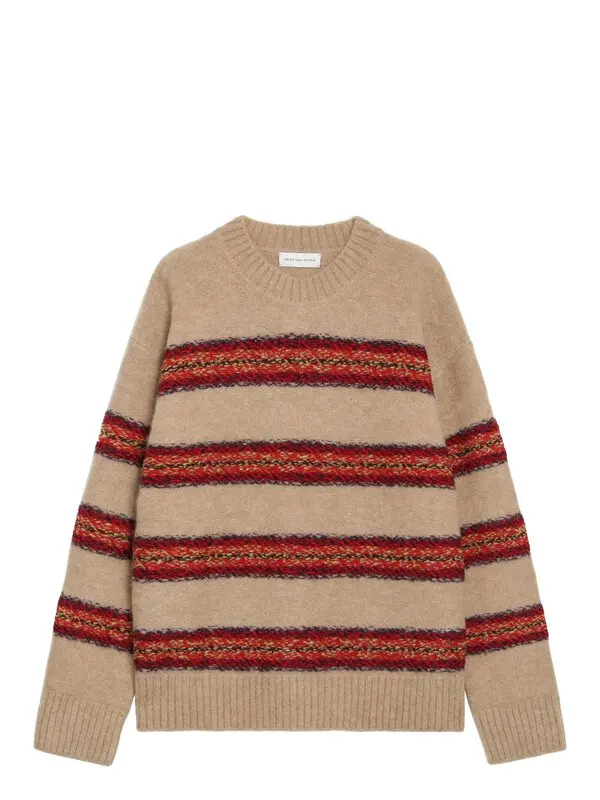 Dries Van Noten Striped Wool-blend Sweater - Cream