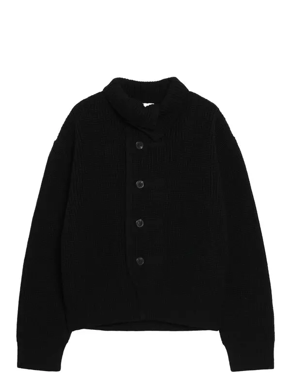 Dries Van Noten Waffle-knit Wool Cardigan - Black