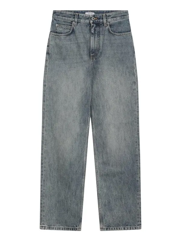 Loewe Anagram Embroidered Washed Cotton Denim Jeans - Blue