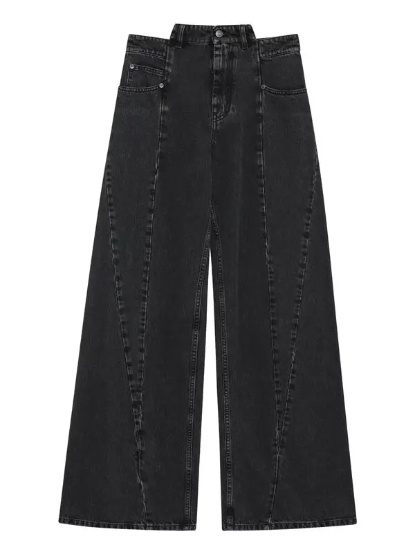 MAISON MARGIELA Wide-leg Jeans In Faded Cotton Denim - Black