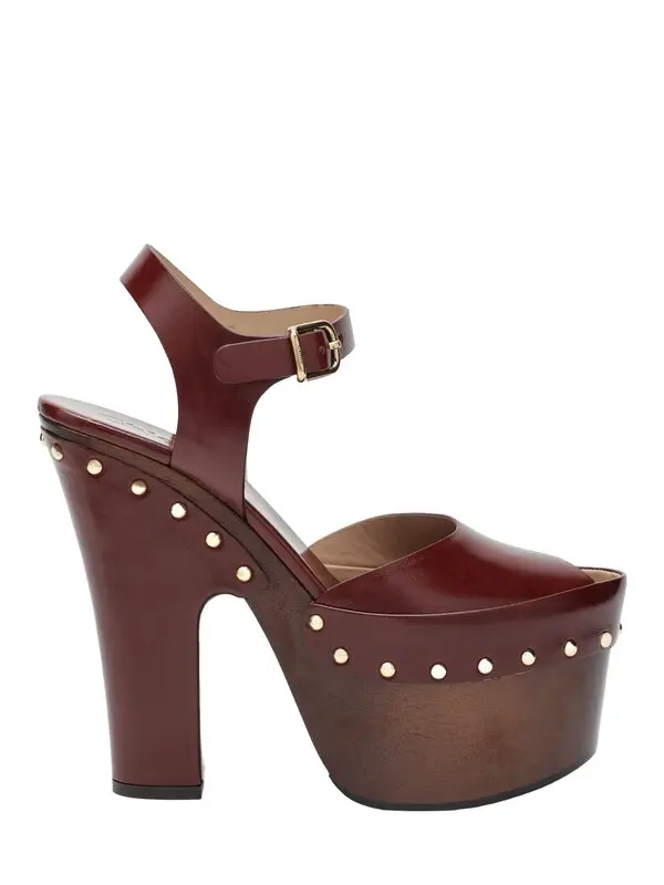Chloé Meret Platform Clogs In Calfskin - Purple