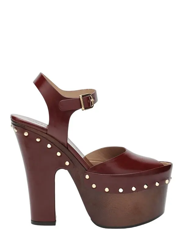 Chloé Meret Platform Clogs In Calfskin - Purple
