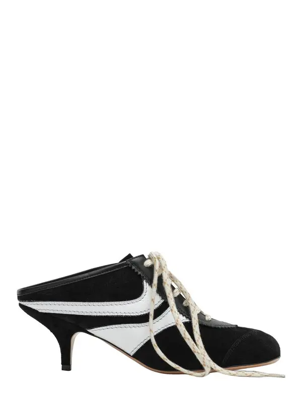 Dries Van Noten And White Suede And Leather Mules - Black