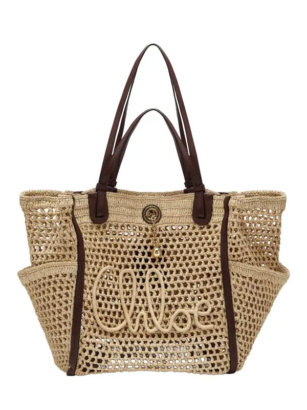 Chloé Iconic Raffia And Leather Tote Bag - Cream