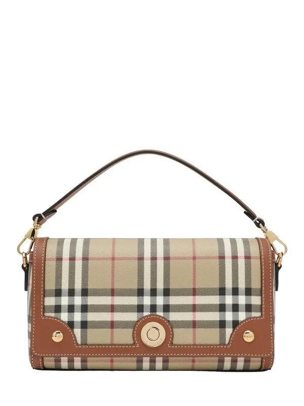 Burberry Check Pattern Small Bag With Handle - Cream