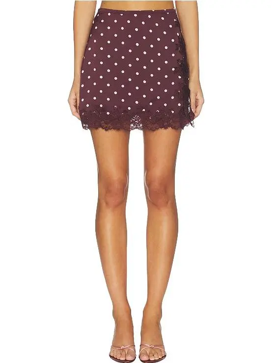 Line & Dot Raye Mini Skirt - Wine