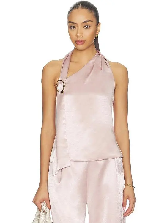 Line & Dot Halterneck Top With Gold-tone Hardware - Mauve