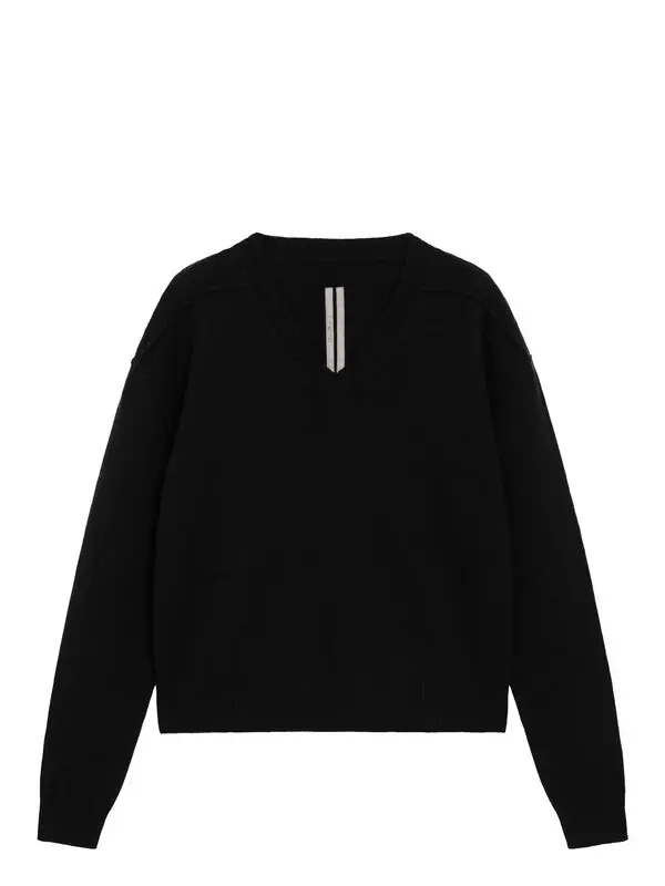 Rick Owens V-neck Sweater In Wool And Cashmere - Black