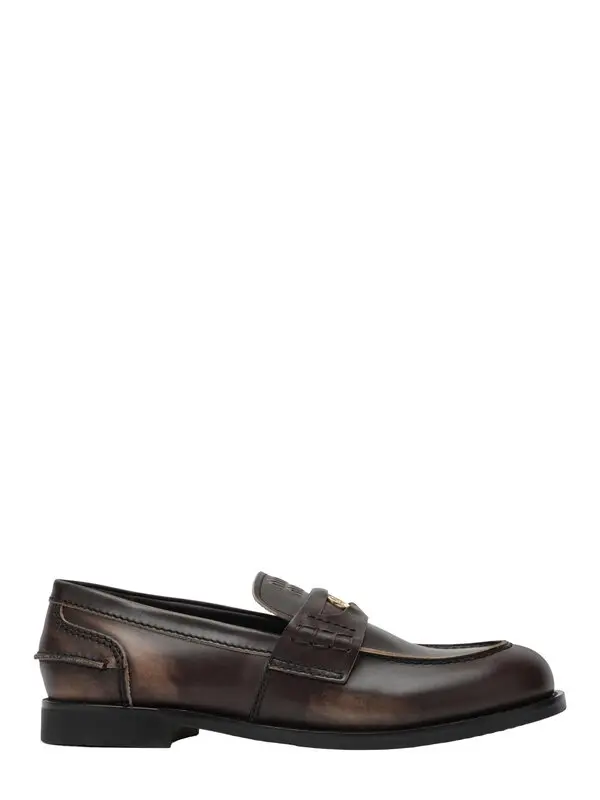 Miu Miu Vintage-effect Leather Loafers - Brown