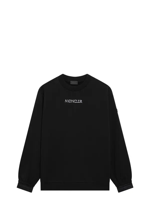 Moncler Cotton Sweatshirt With Embroidered Logo - Black