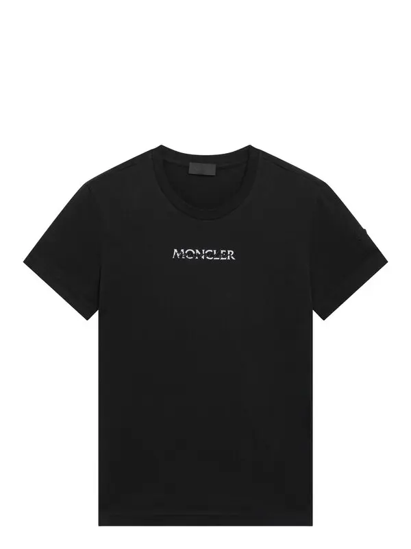 Moncler Cotton T-shirt With Embroidered Logo - Black