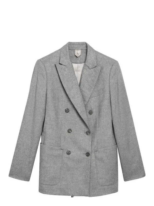 Max Mara Double-breasted Silk And Cashmere Blend Blazer - Gray