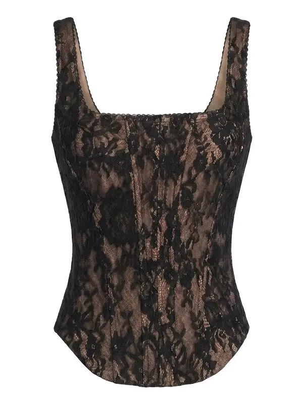 SELF-PORTRAIT Lace Corset Top - Multicolor