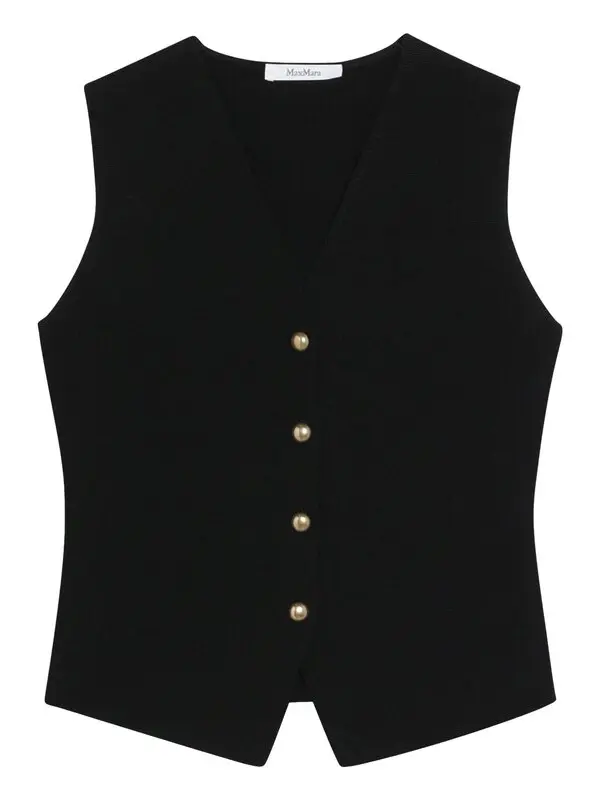Max Mara Viscose Crepe Yarn Gilet - Black