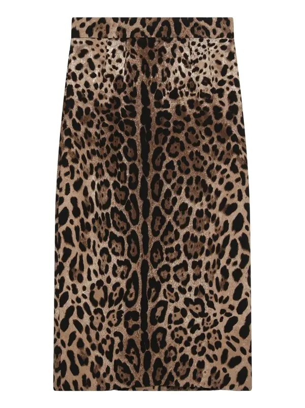 Dolce & Gabbana Leopard Print Cady Skirt - Brown
