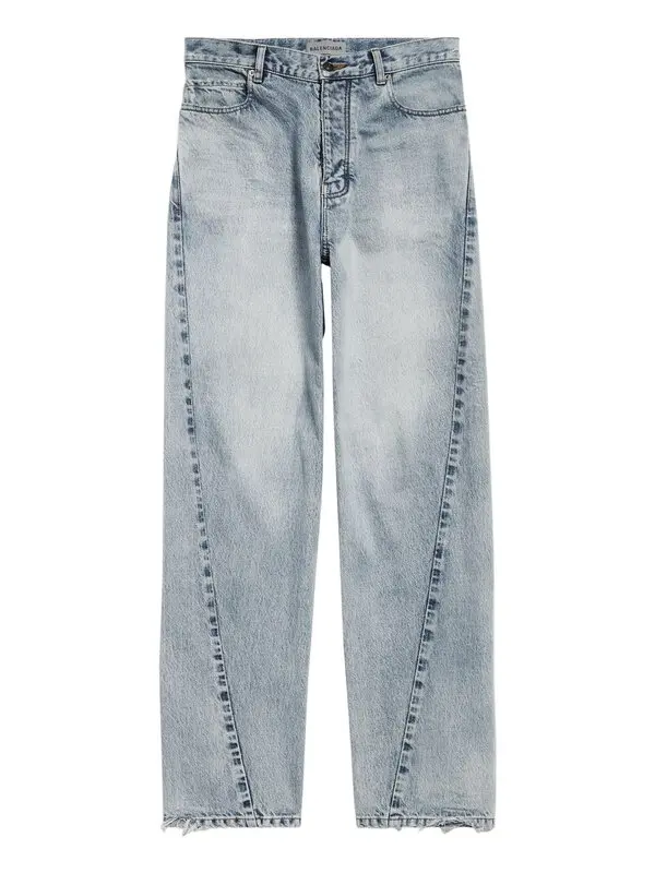 Balenciaga Twisted Seam Jeans In Faded Light Denim - Blue