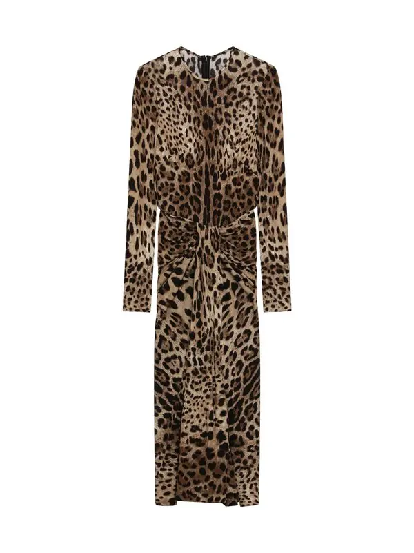 Dolce & Gabbana Leopard-print Viscose Jersey Dress - Brown