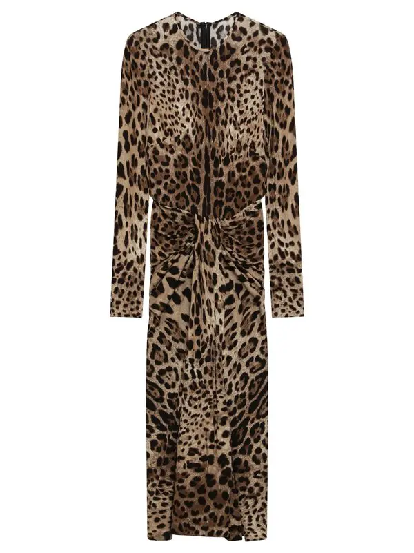 Dolce & Gabbana Leopard-print Viscose Jersey Dress - Brown