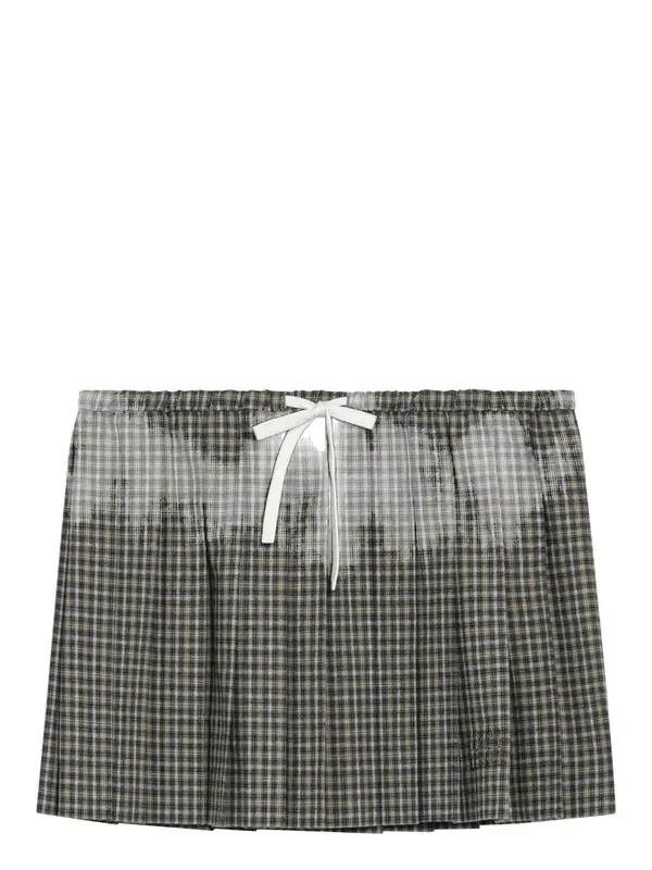 Miu Miu Checked Pleated Mini Skirt - Gray
