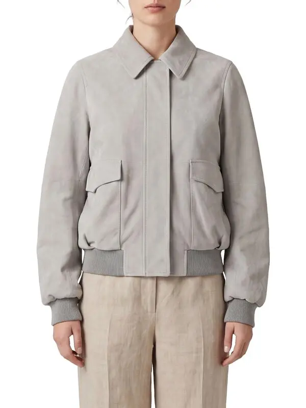 Loewe Grey Ovine Leather Bomber Jacket - Gray