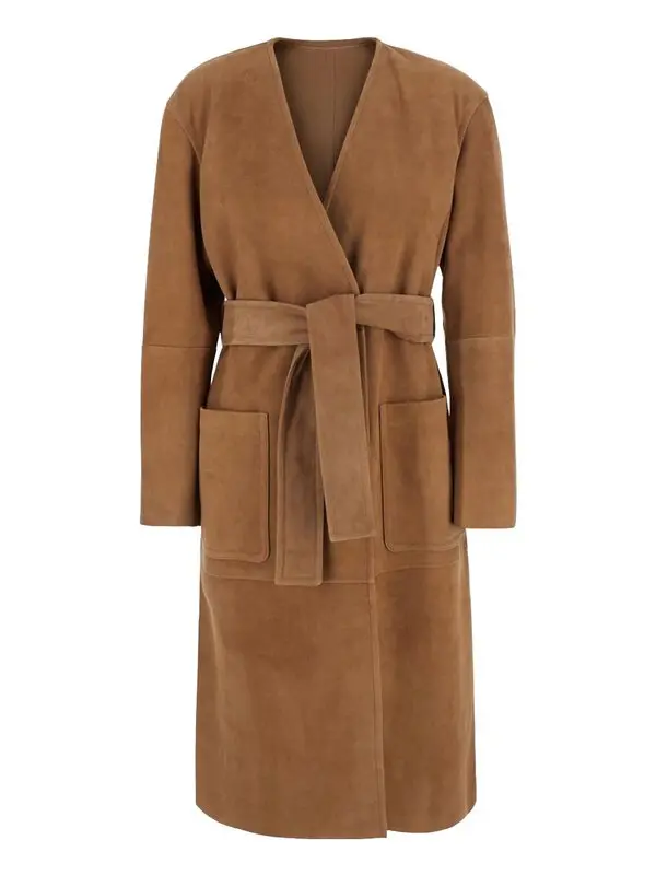 Max Mara Belted Lamb Coat - Cream