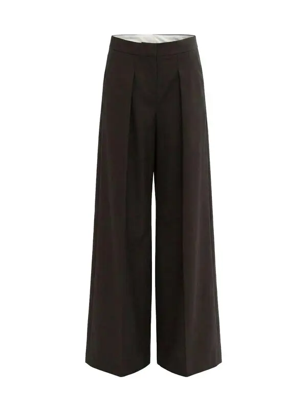 NISSA Wide-leg Pleated Polyester Pants - Multicolor