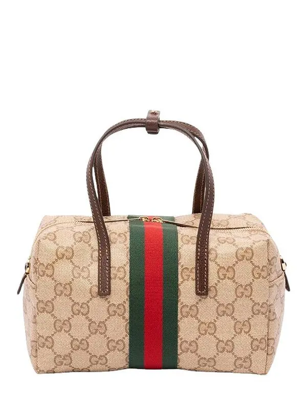Gucci Monogram Boston Bag With Web Detail - Multicolor