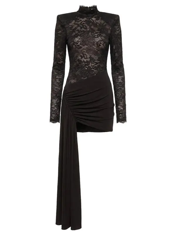 NISSA Lace And Draped Evening Dress - Multicolor