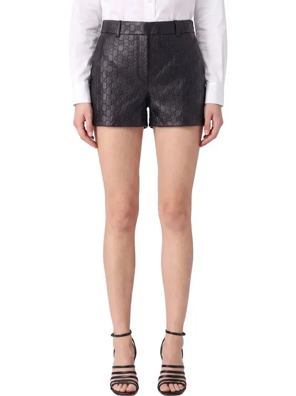 Gucci Monogrammed Leather Shorts - Blue