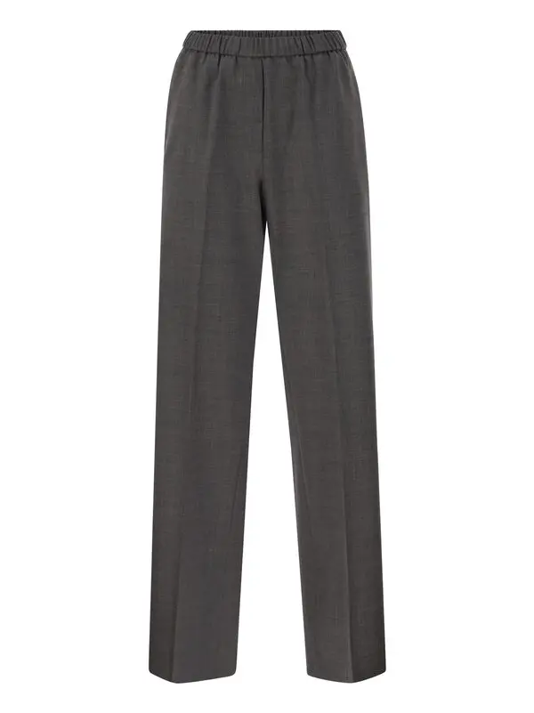 Peserico Stretch Wool Trousers With Elasticated Waistband - Multicolor