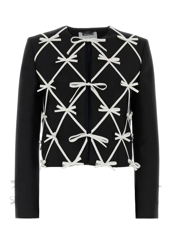 Moschino Virgin Wool Blazer With Bow Embellishments - Black