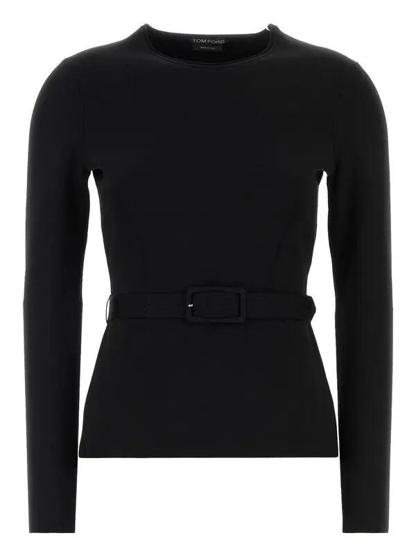 TOM FORD Tech Fabric Belted Top - Black