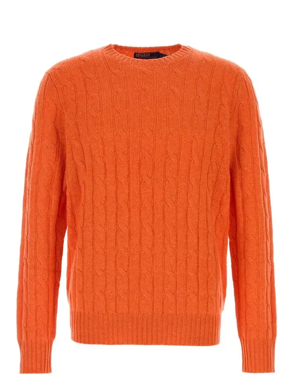 Polo Ralph Lauren Cashmere Cable Knit Crewneck Sweater - Orange