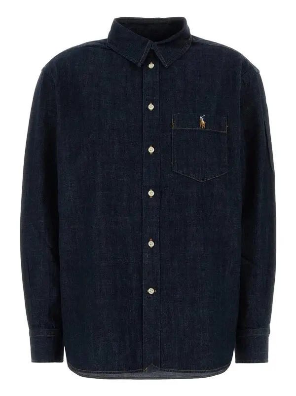 Polo Ralph Lauren Denim Shirt With Embroidered Logo - Blue