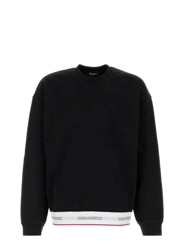 Dsquared2 Cotton Oversize Sweatshirt With Elasticated Hem - Black